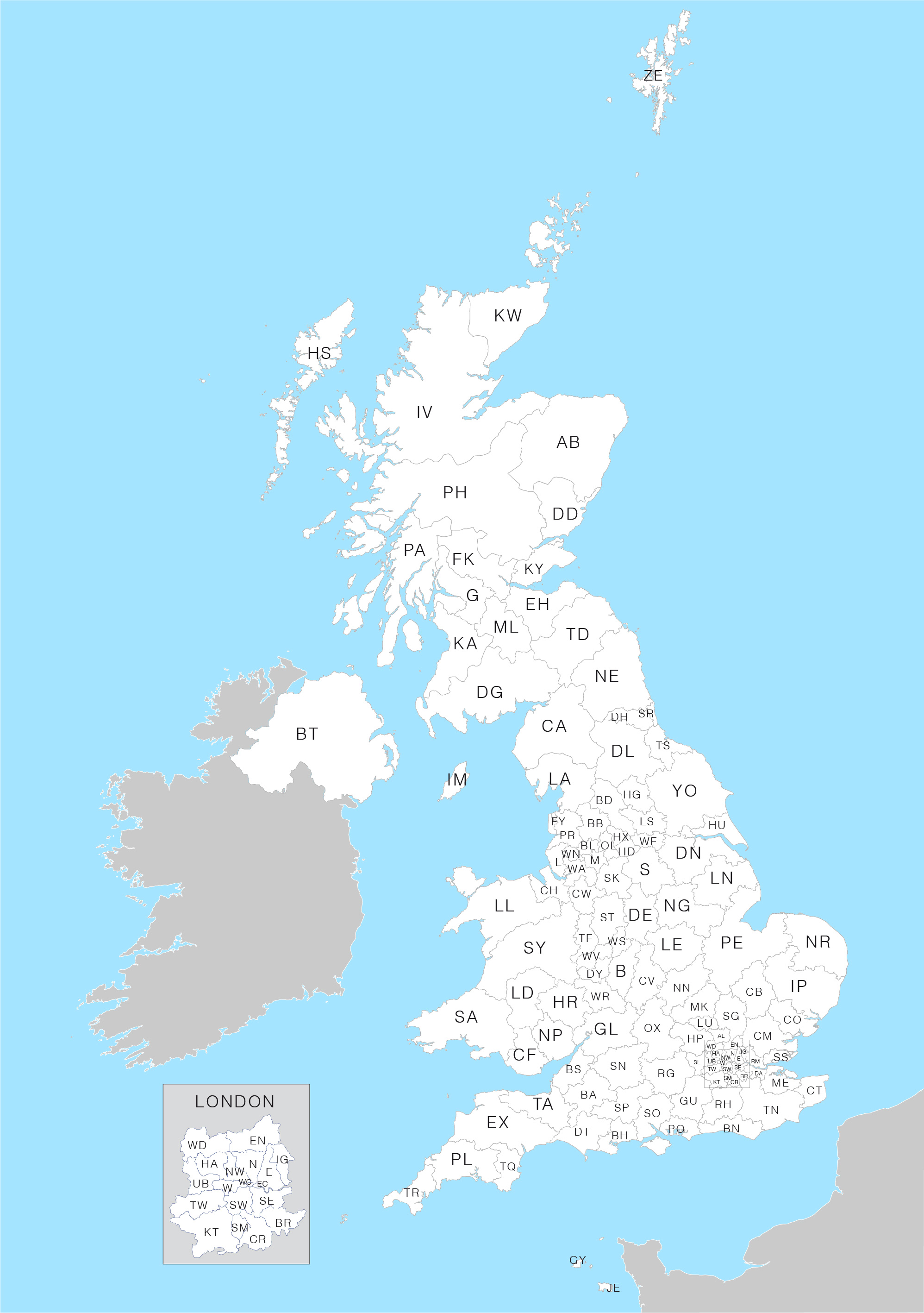 Postcode Map Of Uk Printable