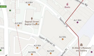 Map of AL postcode districts – St Albans – Maproom