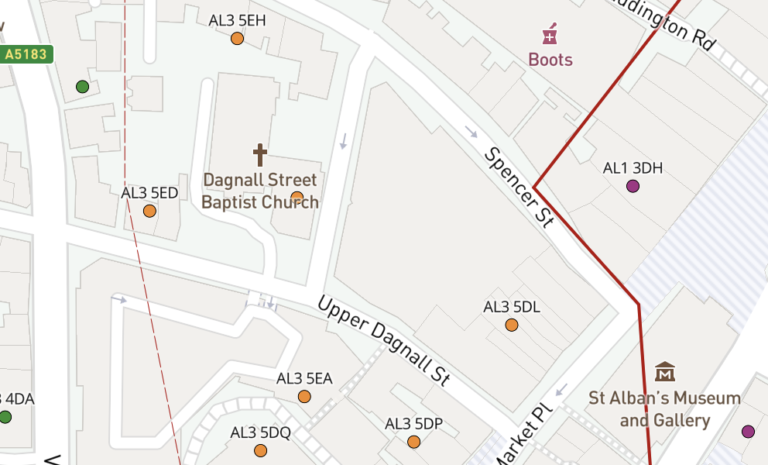 Map of AL postcode districts – St Albans – Maproom