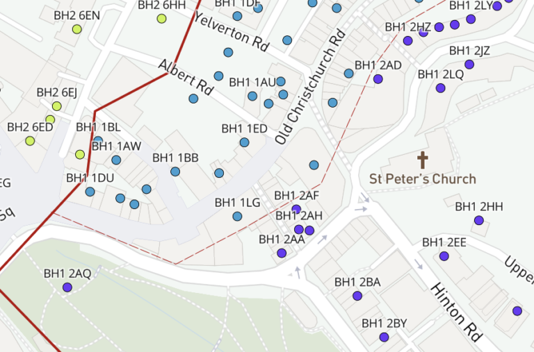 Map of BH postcode districts – Bournemouth – Maproom