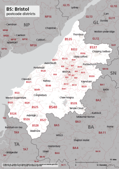 Map of BS postcode districts – Bristol – Maproom
