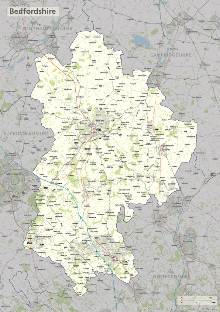 Bedfordshire county map – Maproom