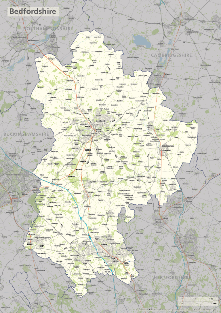 Bedfordshire county map – Maproom