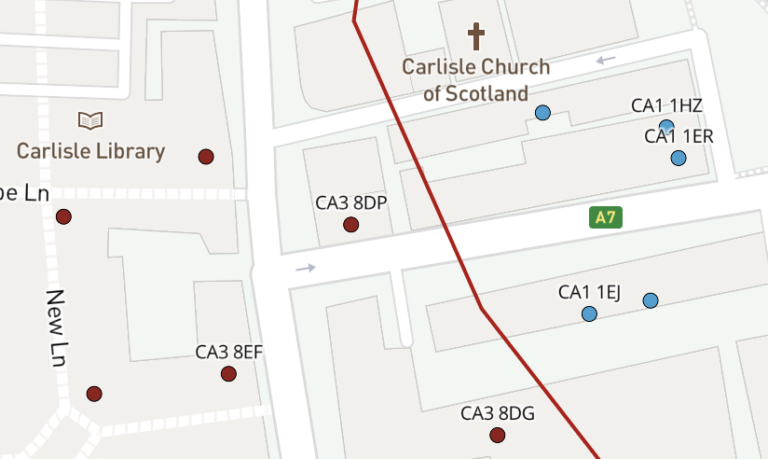 Map of CA postcode districts – Carlisle – Maproom