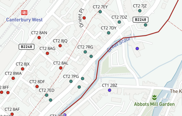 Map of CT postcode districts - Canterbury – Maproom