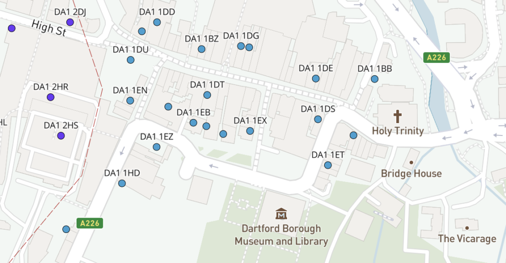 Map of DA postcode districts - Dartford – Maproom
