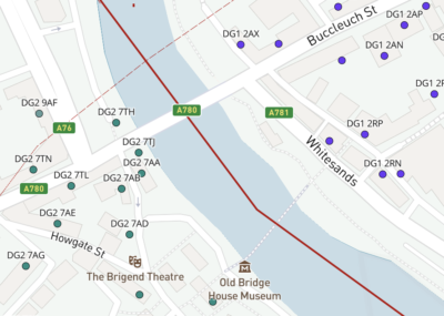 Map of DG postcode districts – Dumfries – Maproom