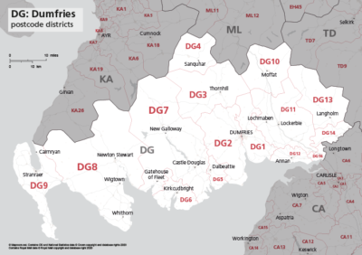 Map of DG postcode districts – Dumfries – Maproom