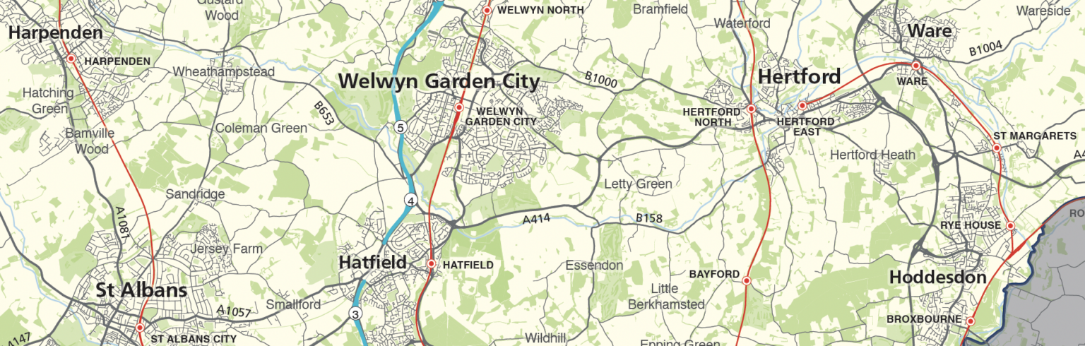Hertfordshire county map – Maproom