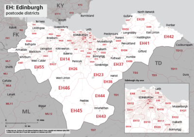 Map of EH postcode districts – Edinburgh – Maproom