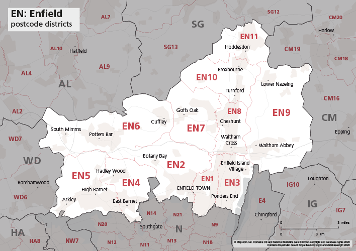 En Postcode Map En Postcode Map