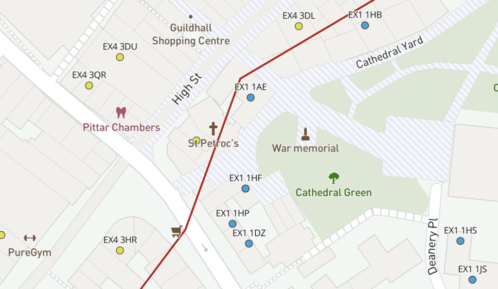 Map of EX postcode districts – Exeter – Maproom