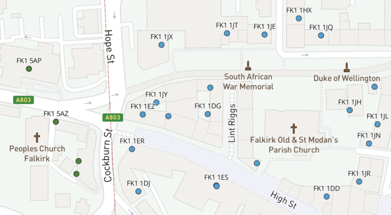 Map of FK postcode districts – Falkirk – Maproom