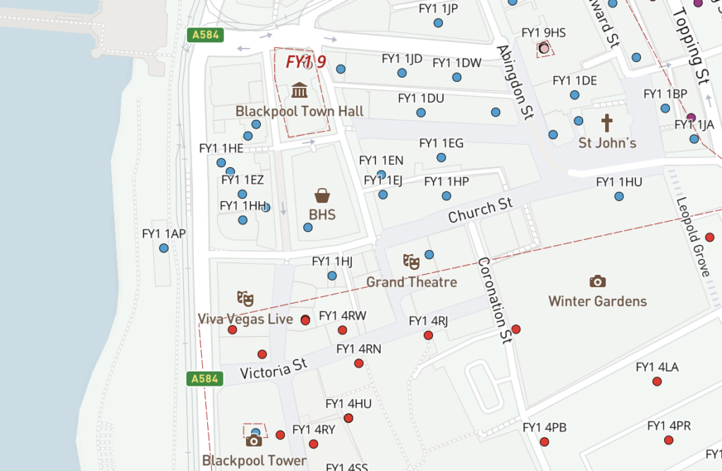 Map of FY postcode districts – Blackpool – Maproom