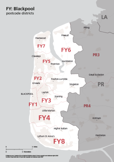 Map of FY postcode districts – Blackpool – Maproom