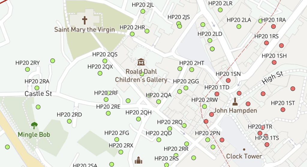 Map of HP postcode districts – Hemel Hempstead – Maproom