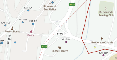 Map of KA postcode districts – Kilmarnock – Maproom