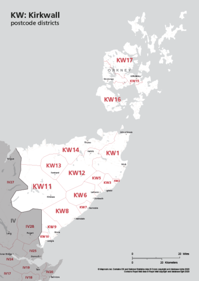Map of KW postcode areas – Kirkwall – Maproom