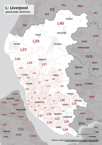 Map of L postcode districts – Liverpool – Maproom