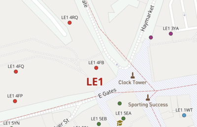 Map of LE postcode districts – Leicester – Maproom