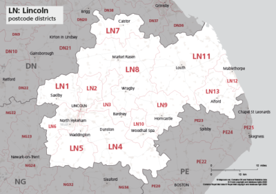 Map of LN postcode districts – Lincoln – Maproom