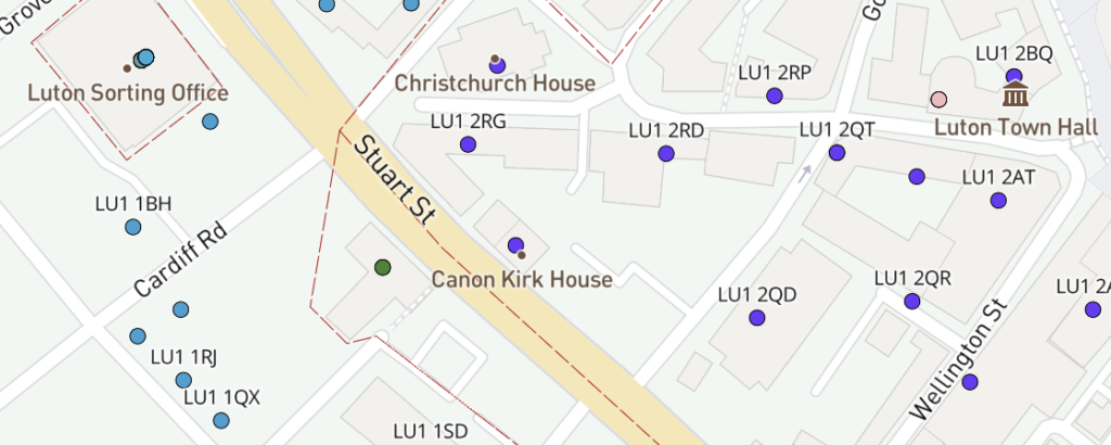 Map of LU postcode districts – Luton – Maproom