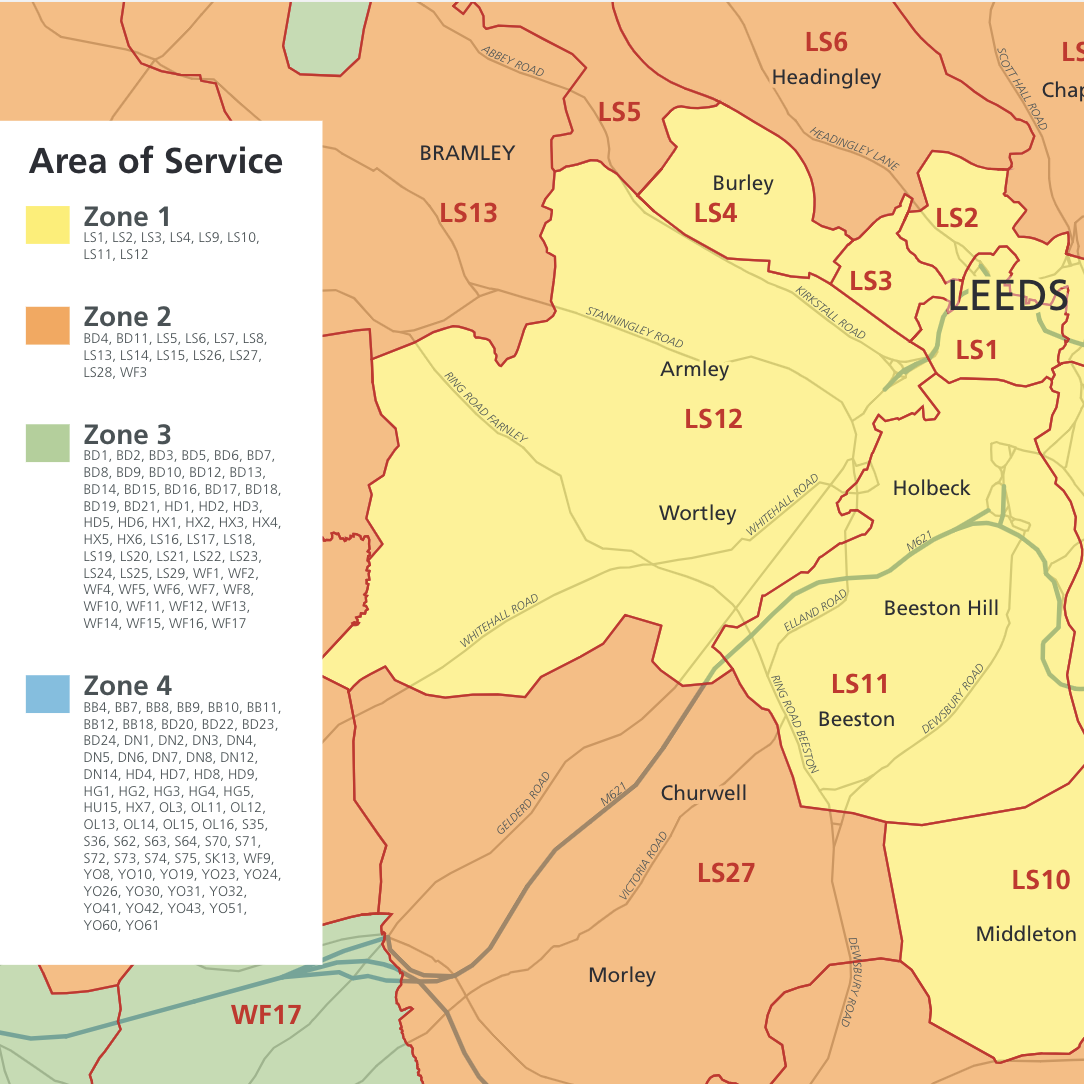 Leeds postcodes area of service preview Maproom Leeds postcodes area of service preview Maproom