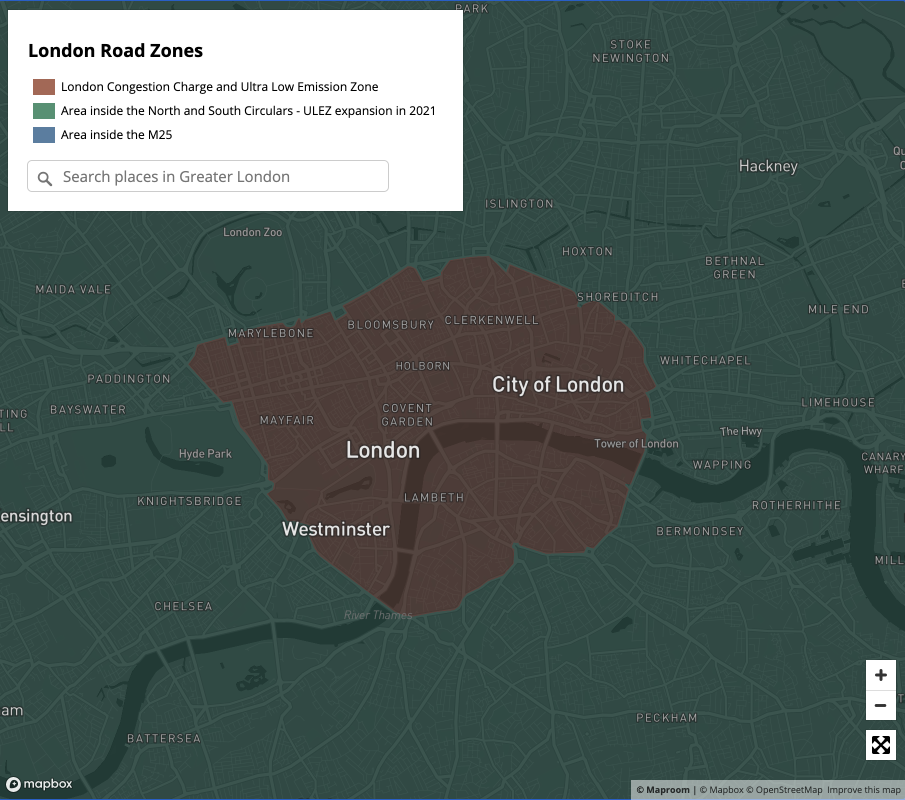 London congestion charge and ULEZ zone map Maproom London congestion charge and ULEZ zone map Maproom