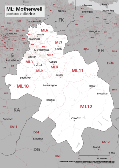Map of ML postcode districts – Motherwell – Maproom
