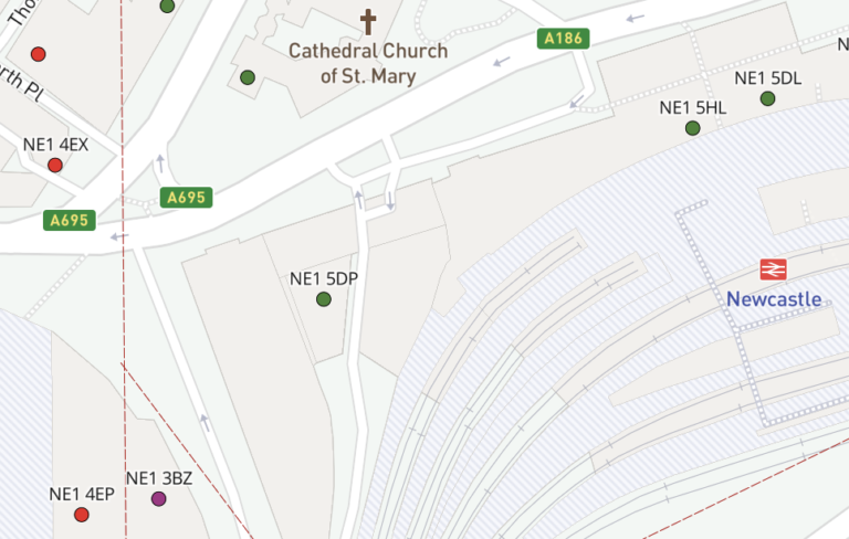 Map of NE postcode districts – Newcastle-upon-Tyne – Maproom