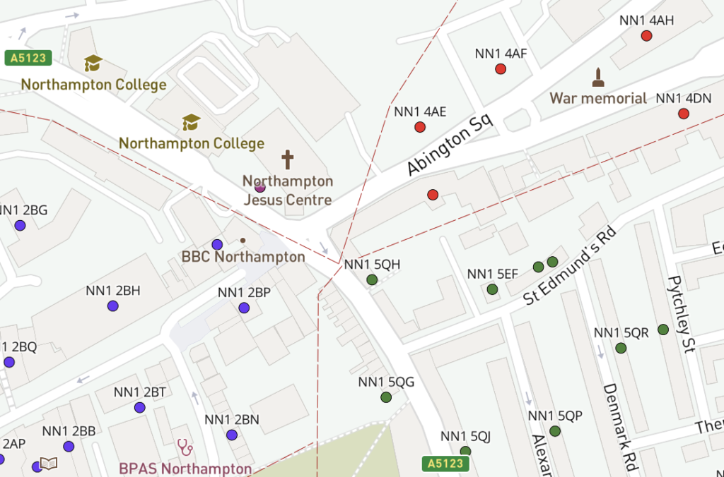 Map of NN postcode districts – Northampton – Maproom