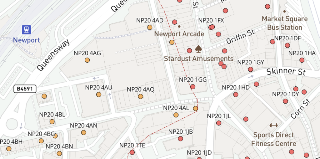 Map of NP postcode districts – Newport – Maproom