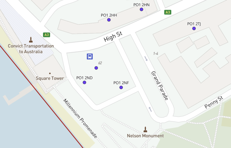 Map of PO postcode districts – Portsmouth – Maproom