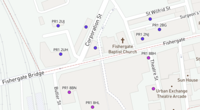 Map of PR postcode districts – Preston – Maproom
