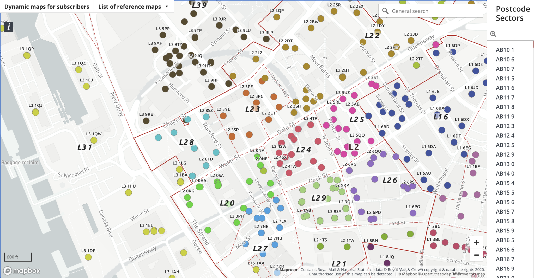 Dynamic postcode reference maps – Maproom
