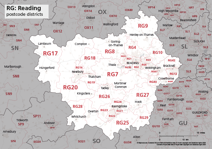 Map Of RG Postcode Districts Reading Maproom Map Of RG Postcode Districts Reading Maproom