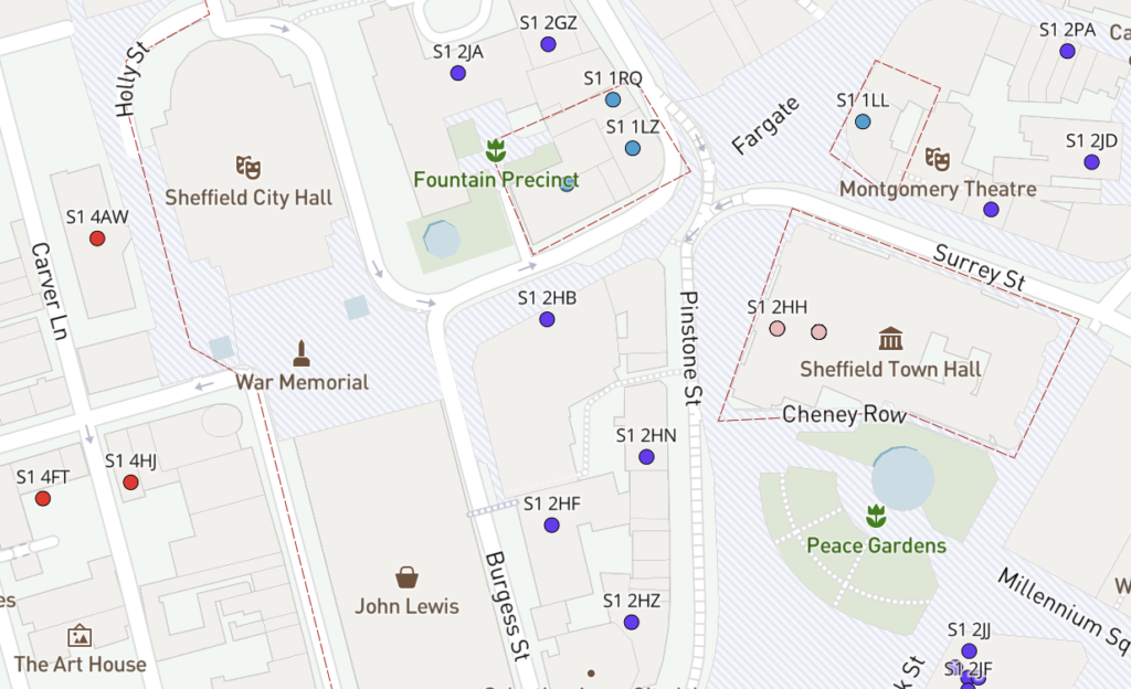 Map of S postcode districts – Sheffield – Maproom