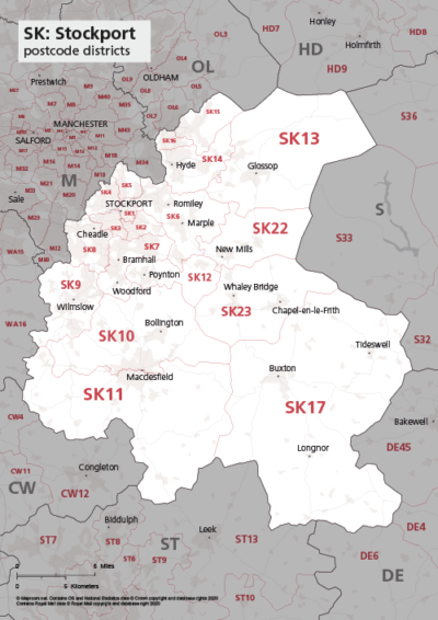 Map of SK postcode districts – Stockport – Maproom