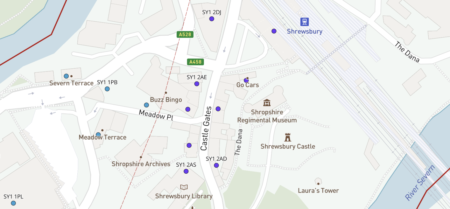 Map of SY postcode districts – Shrewsbury – Maproom
