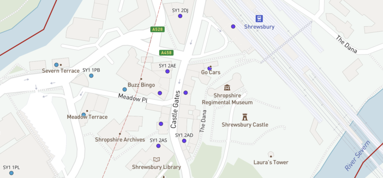 Map of SY postcode districts – Shrewsbury – Maproom