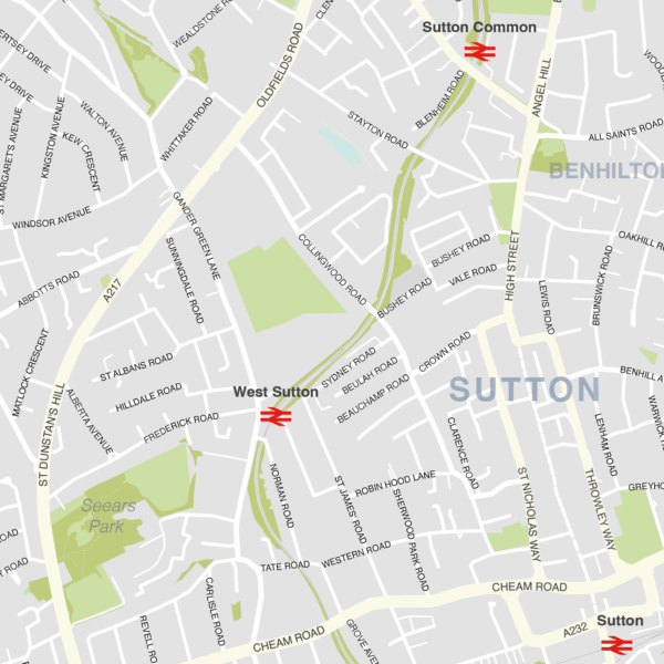 Sutton - London borough map – Maproom