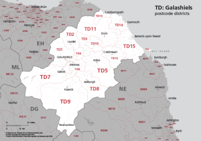 Map of TD postcode districts – Galashiels / Tweeddale – Maproom