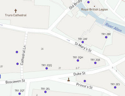 Map of TR postcode districts – Truro – Maproom