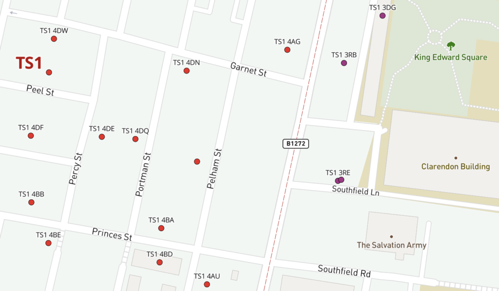 Map of TS postcode districts – Cleveland / Teesside – Maproom
