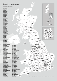 UK postcode areas map for printing "A" format – Maproom