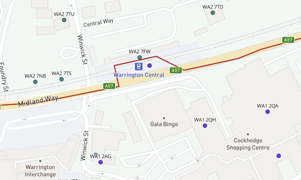 Map of WA postcode districts – Warrington – Maproom