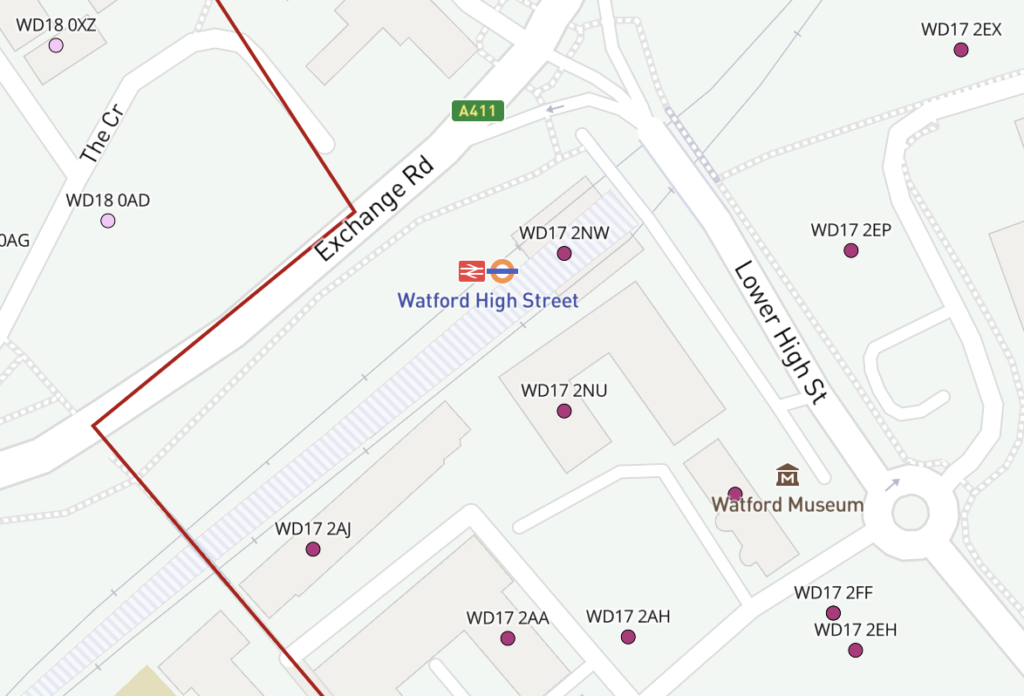 Map of WD postcode districts – Watford – Maproom