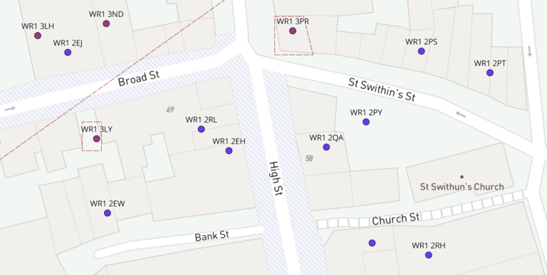 Map of WR postcode districts – Worcester – Maproom