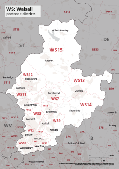 Map of WS postcode districts – Walsall – Maproom