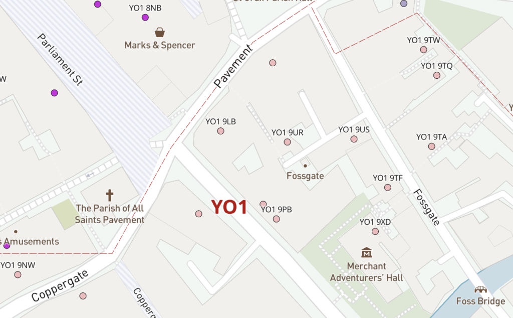 Map of YO postcode districts – York – Maproom